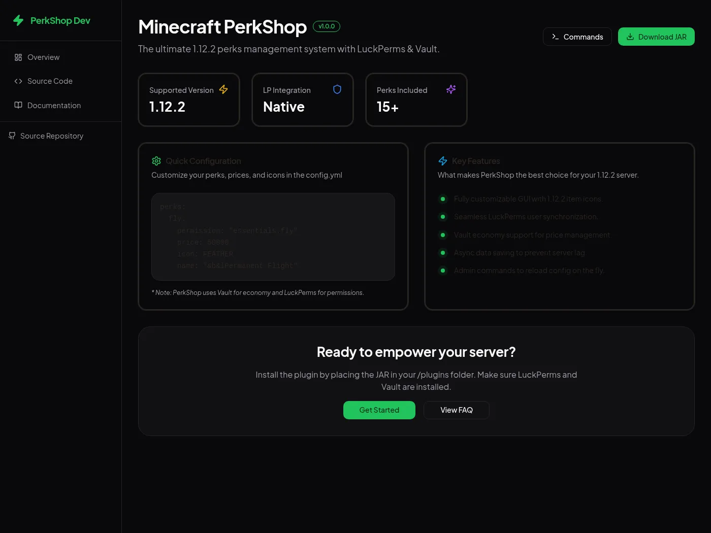 Minecraft Perks Shop