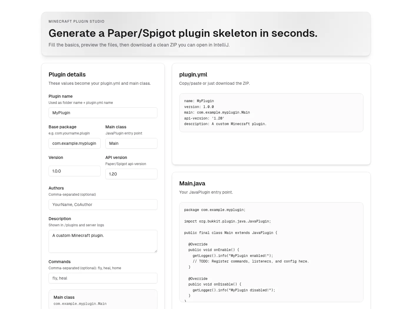 Minecraft Plugin Studio