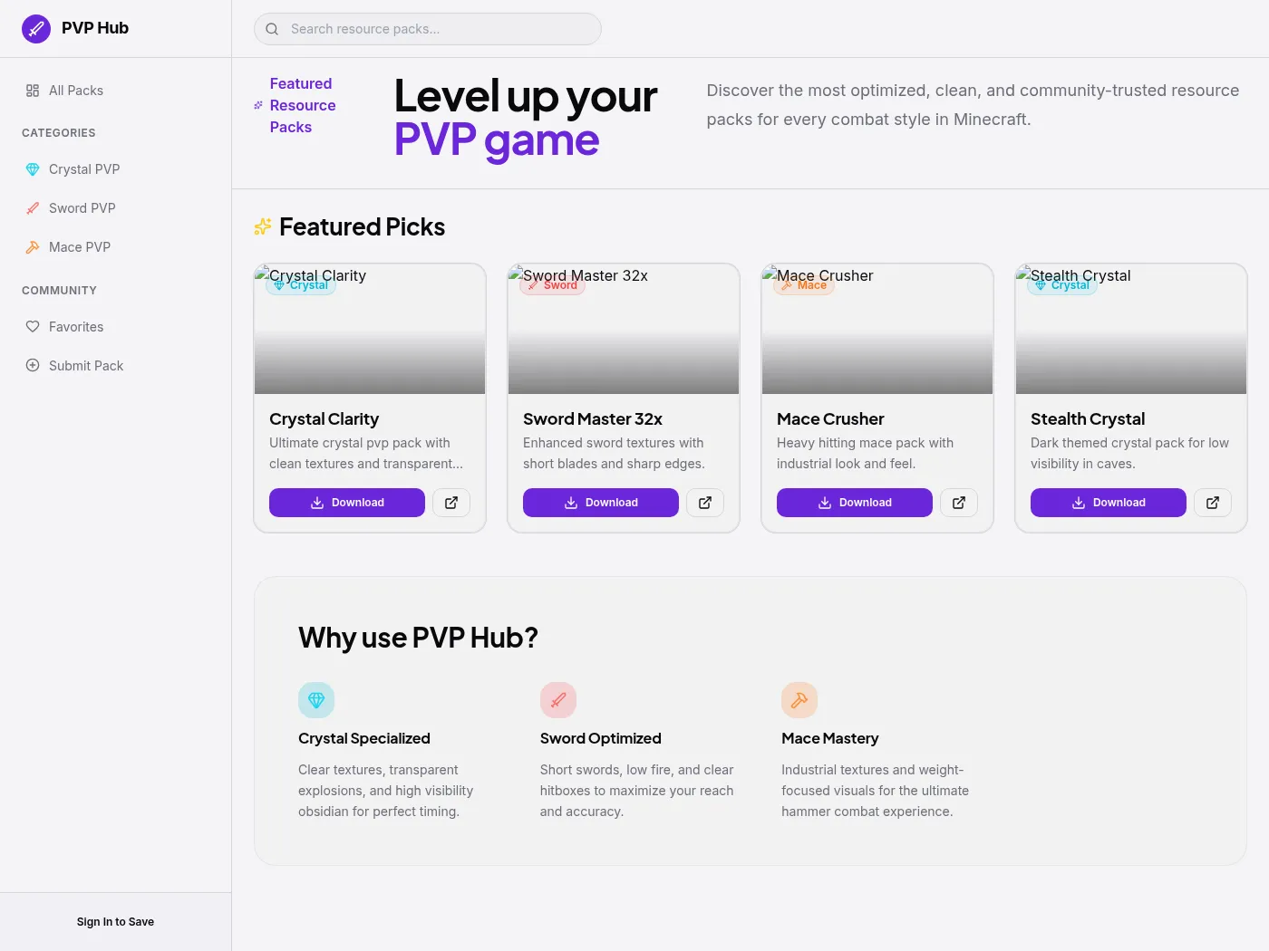 Minecraft PVP Resource Hub