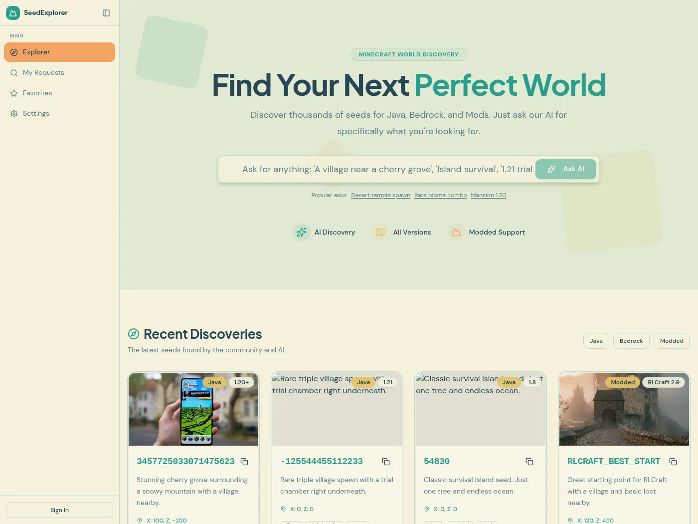 Minecraft Seed Explorer