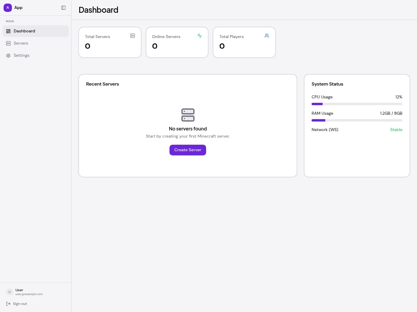 WebSocket Minecraft Hub