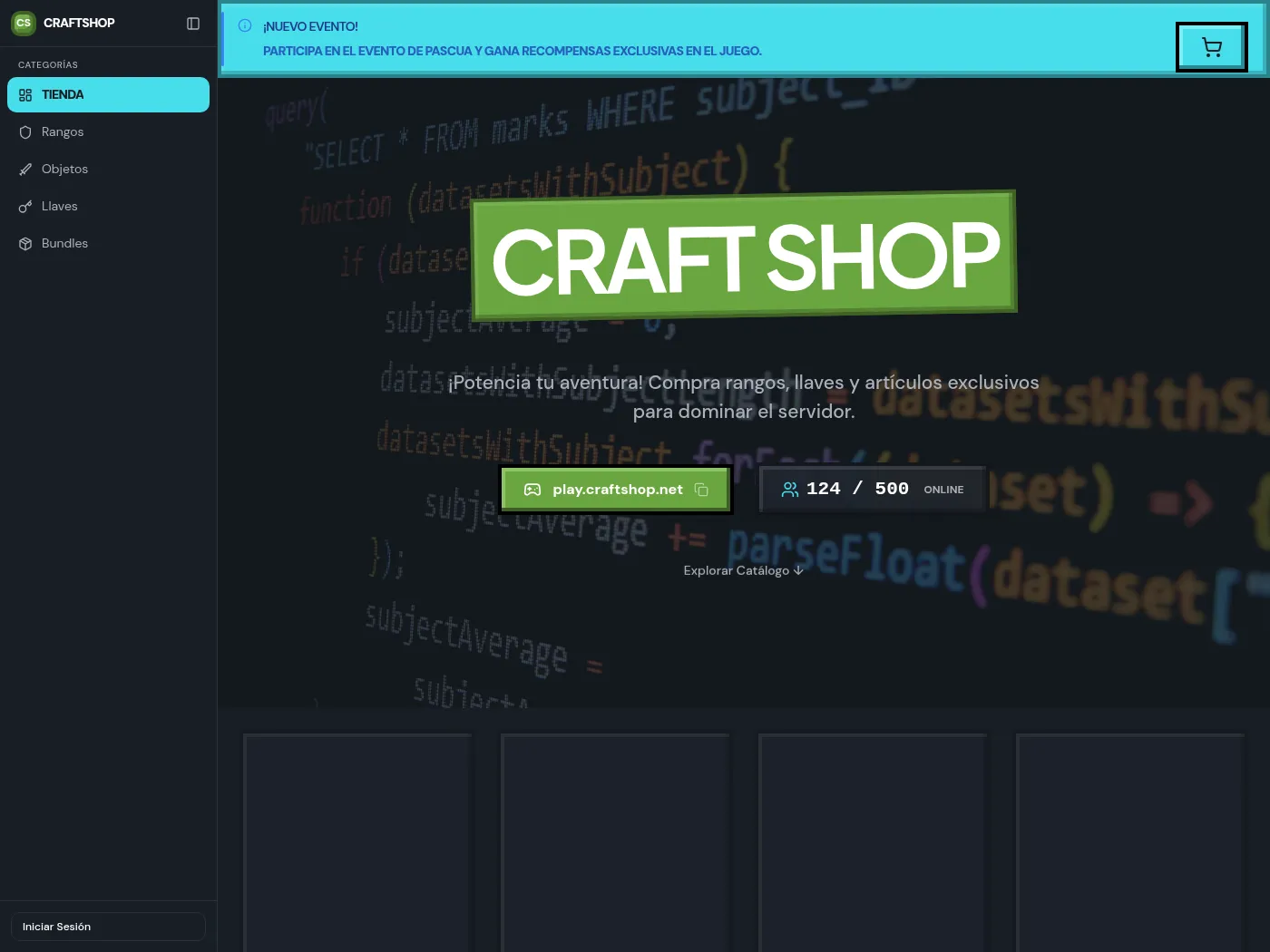 Minecraft Shop Page