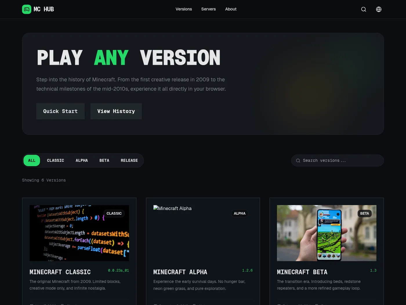 Minecraft Version Hub