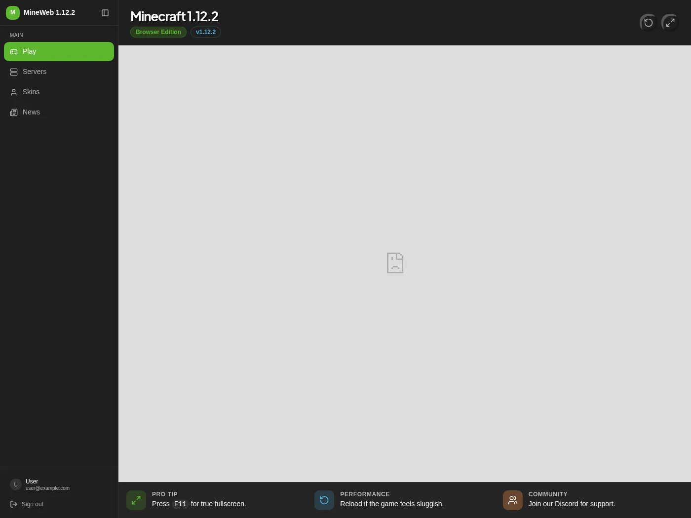 Minecraft 12.2 Web Portal