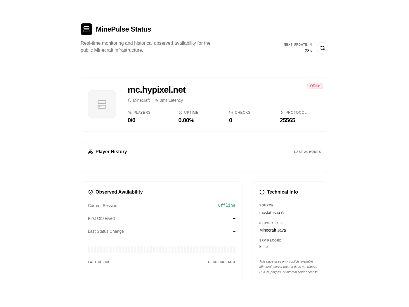 MinePulse Status Page