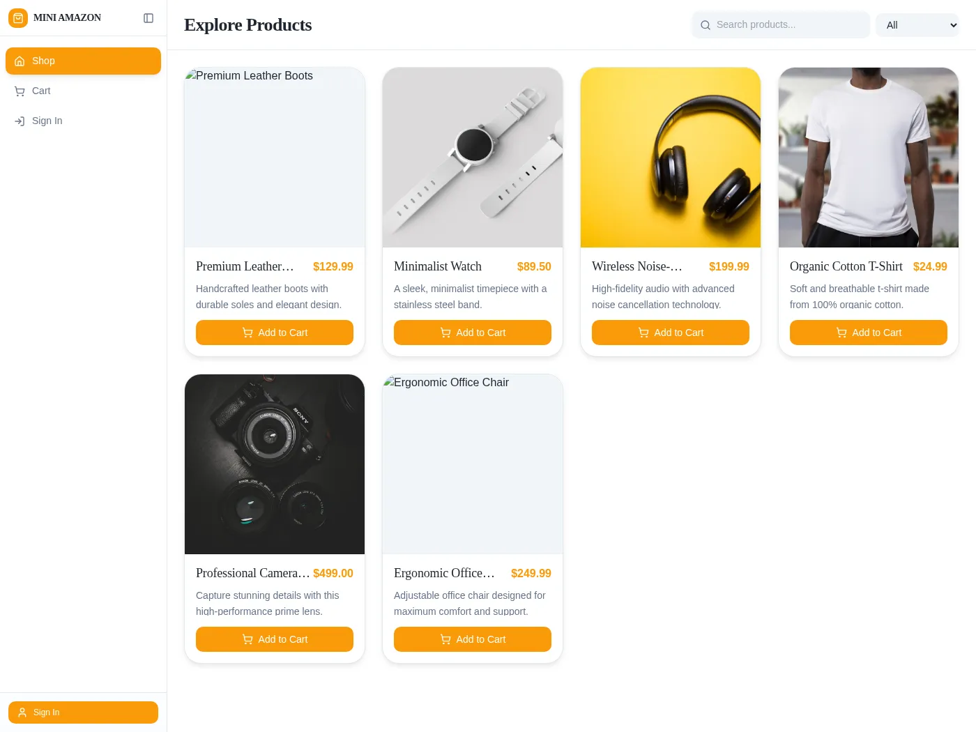 Mini Amazon Web Shop