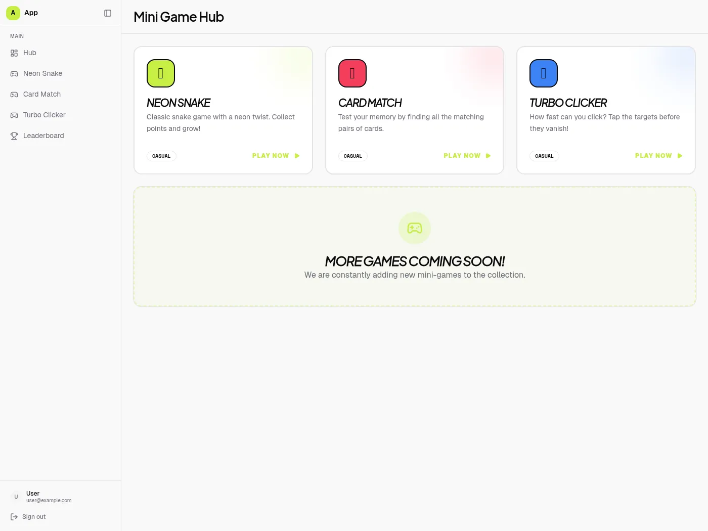 Mini Game Hub