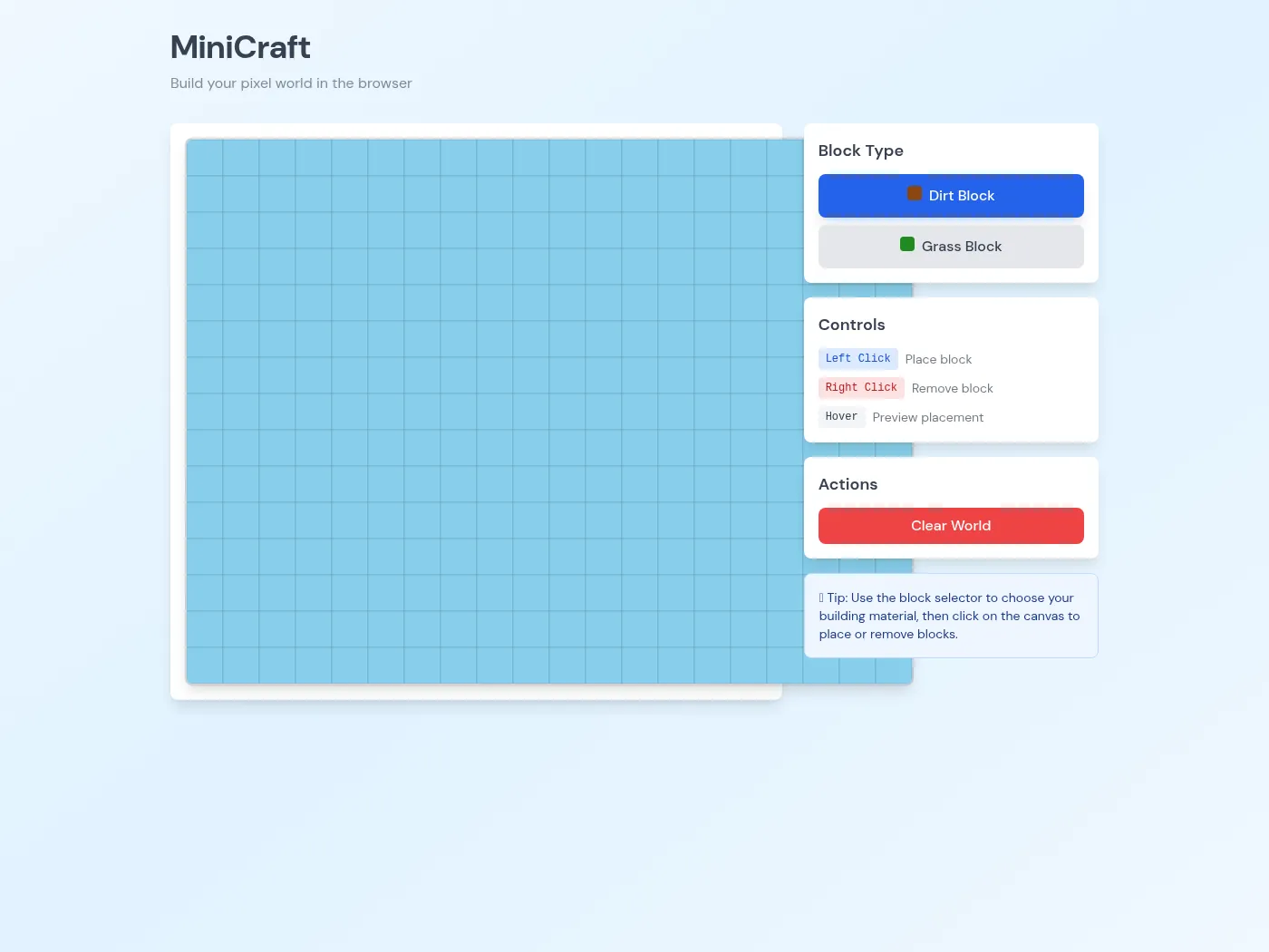 MiniCraft Web Game