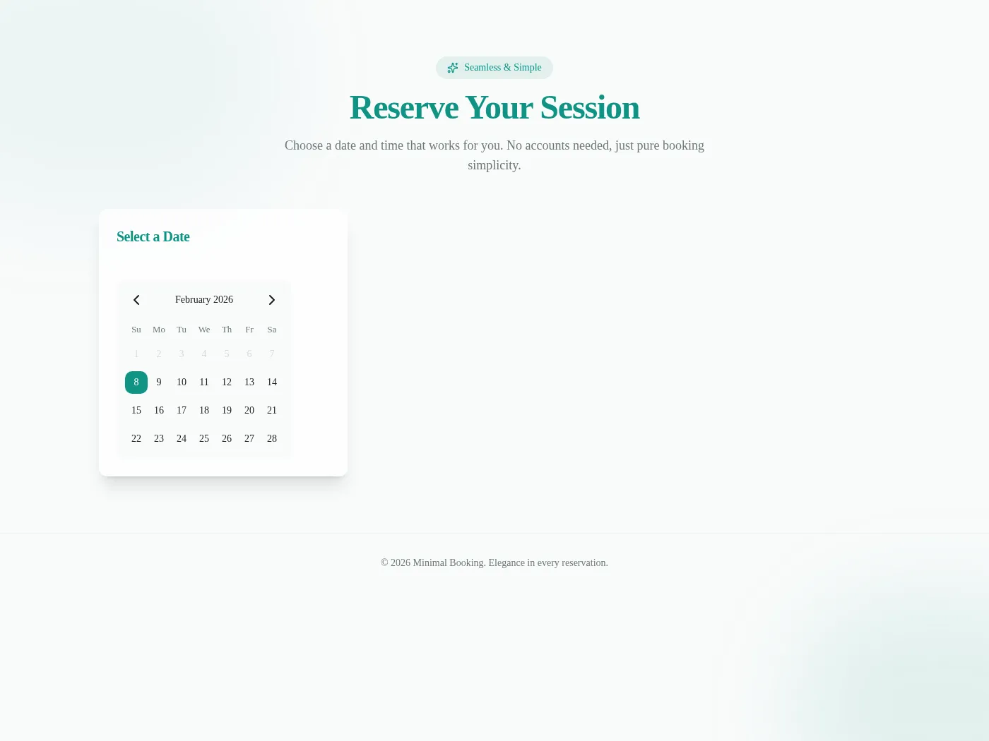 Minimalist Booking App