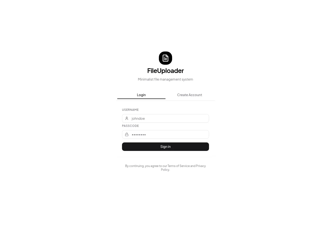 Minimalist File Uploader