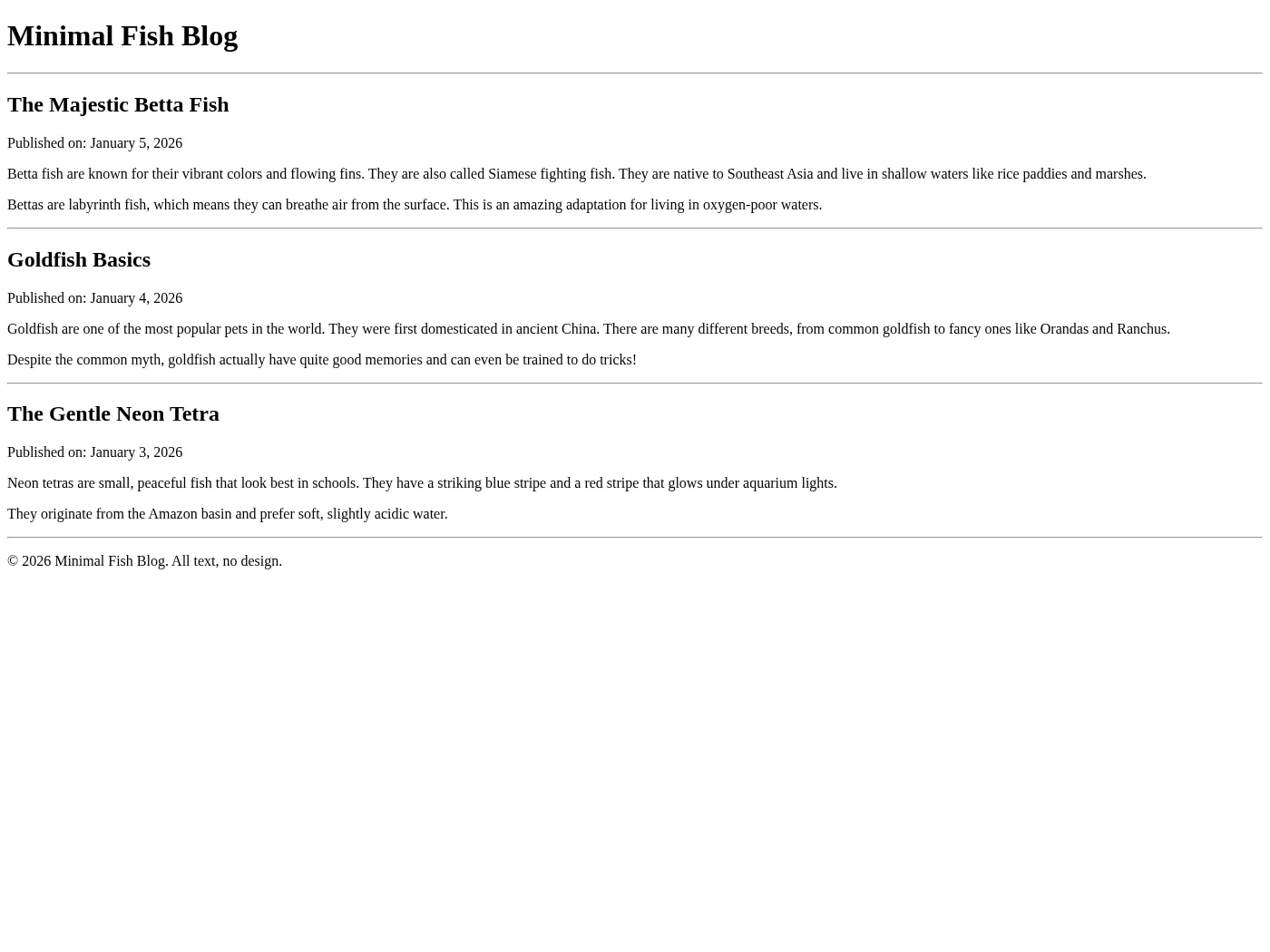 Minimal Fish Blog