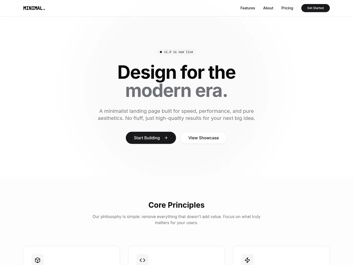 Minimal Landing Page