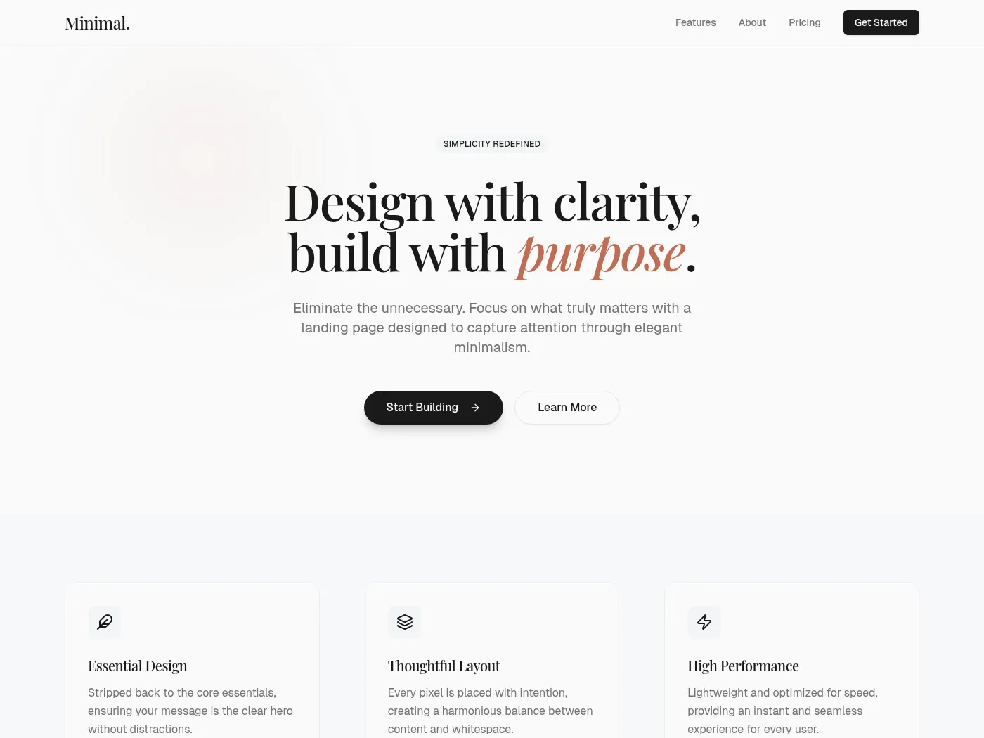 Minimal Landing Page
