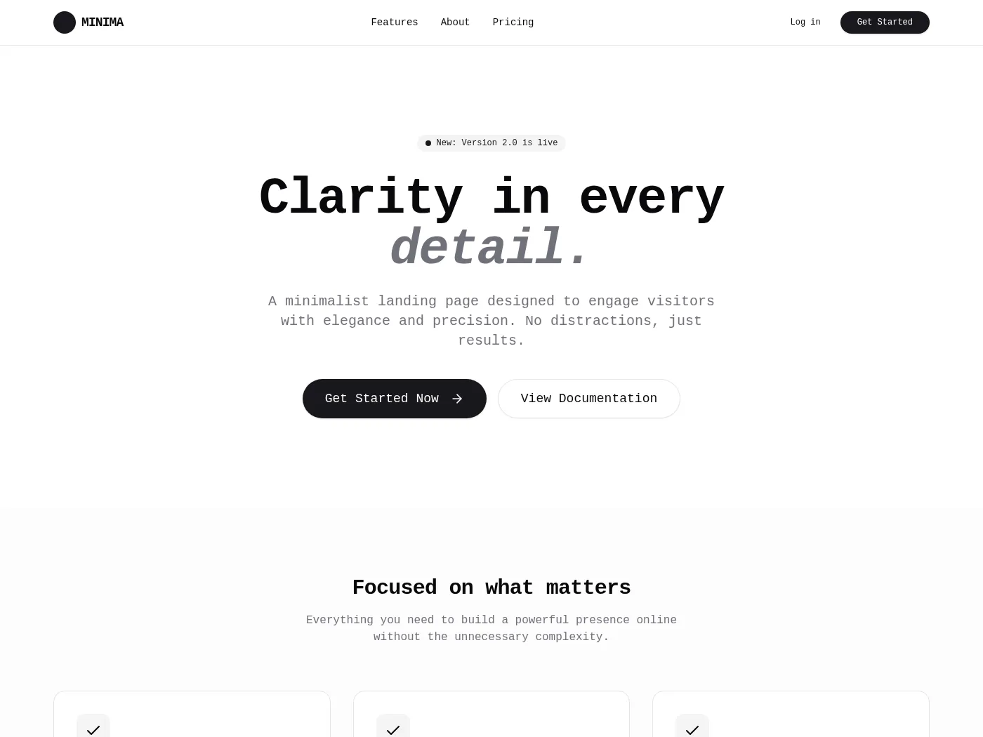 Minimalist Landing Page