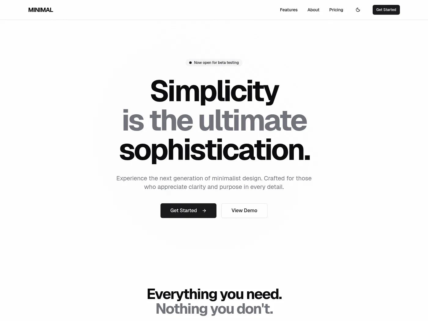 Minimal Landing Page