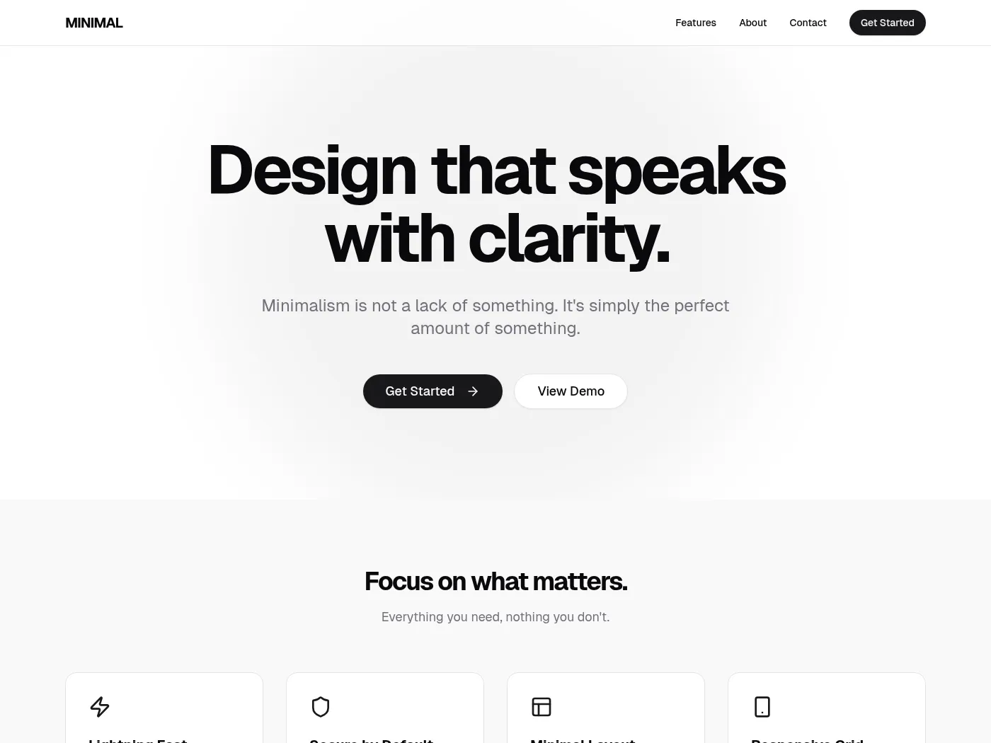 Minimal Landing Page