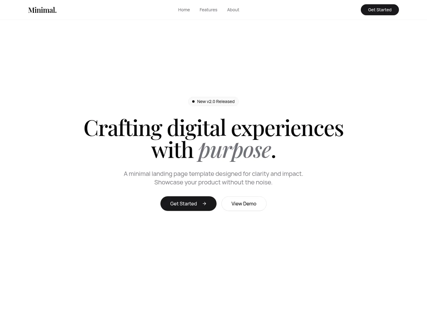 Minimal Landing Page
