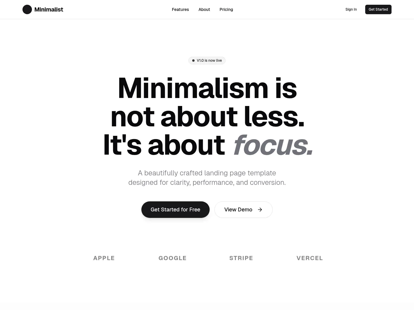 Minimalist Landing Page