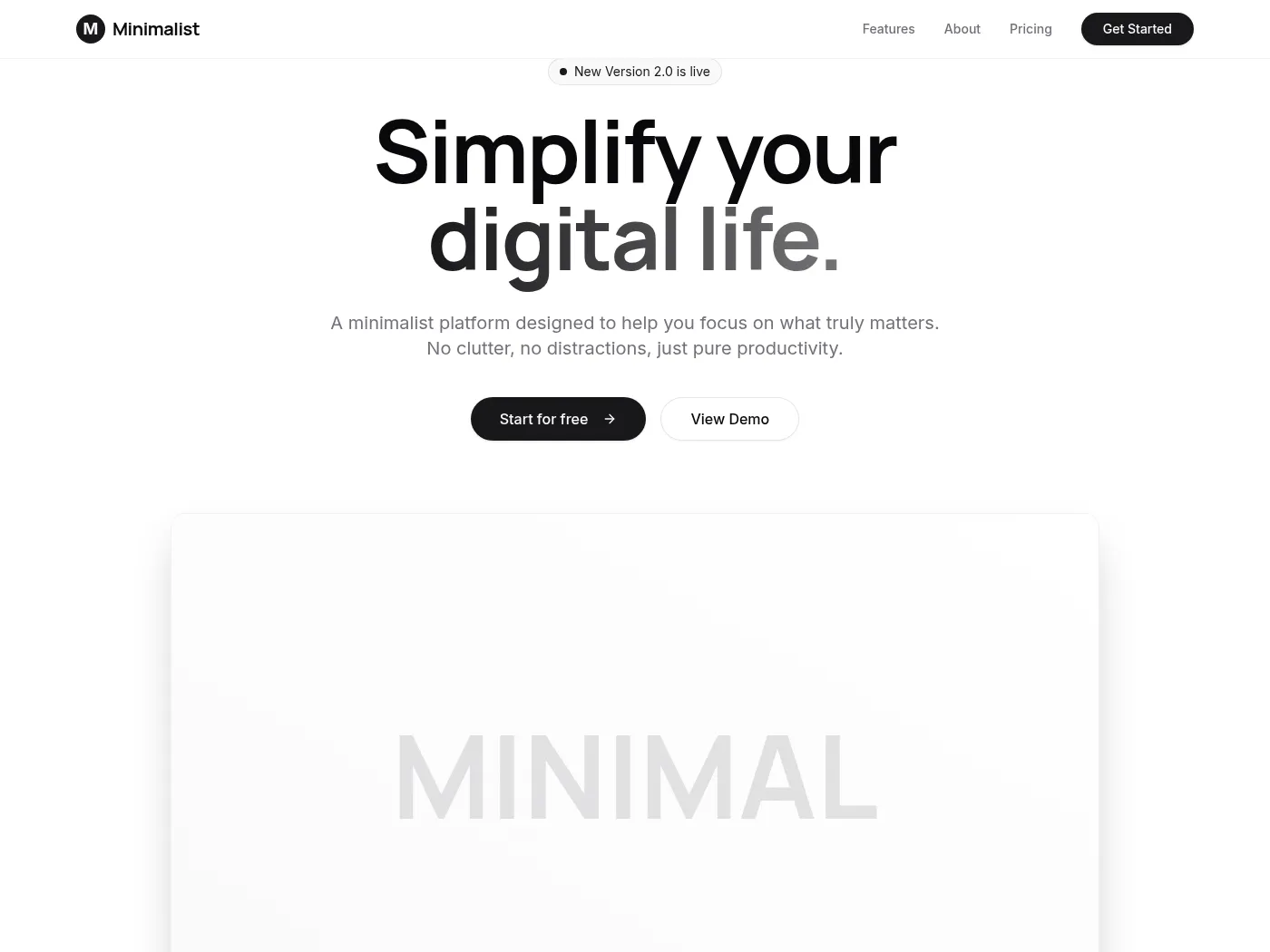 Minimalist Landing Page