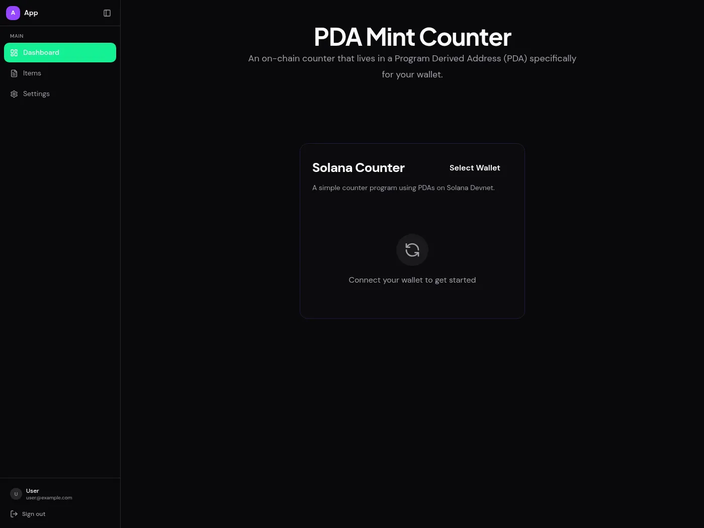 MintPDA Counter DApp