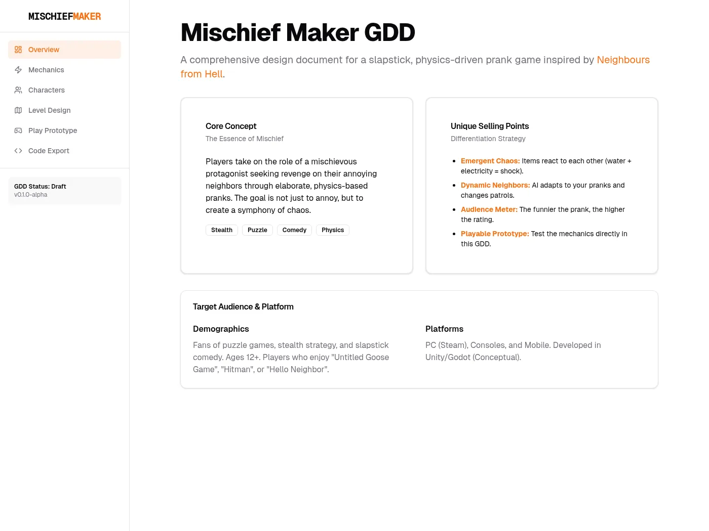 Mischief Maker GDD