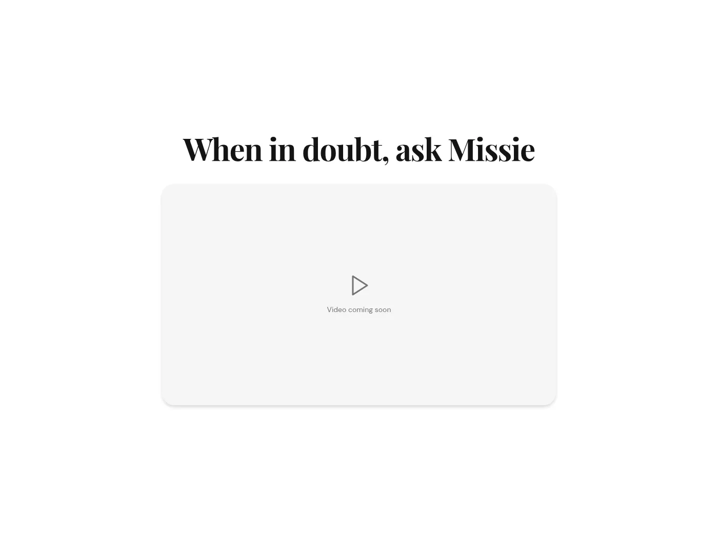 Ask Missie Landing Page