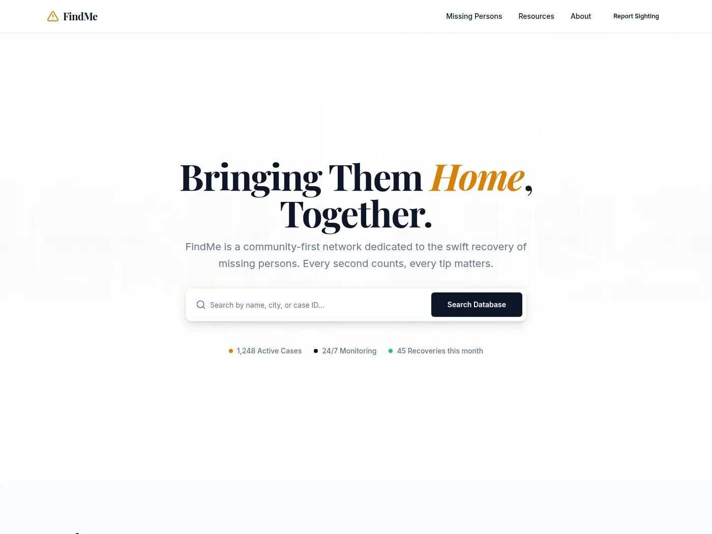 FindMe Landing Page