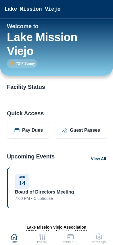 Lake Mission Viejo App