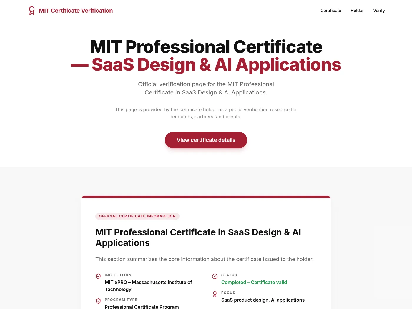 MIT Certificate Verifier