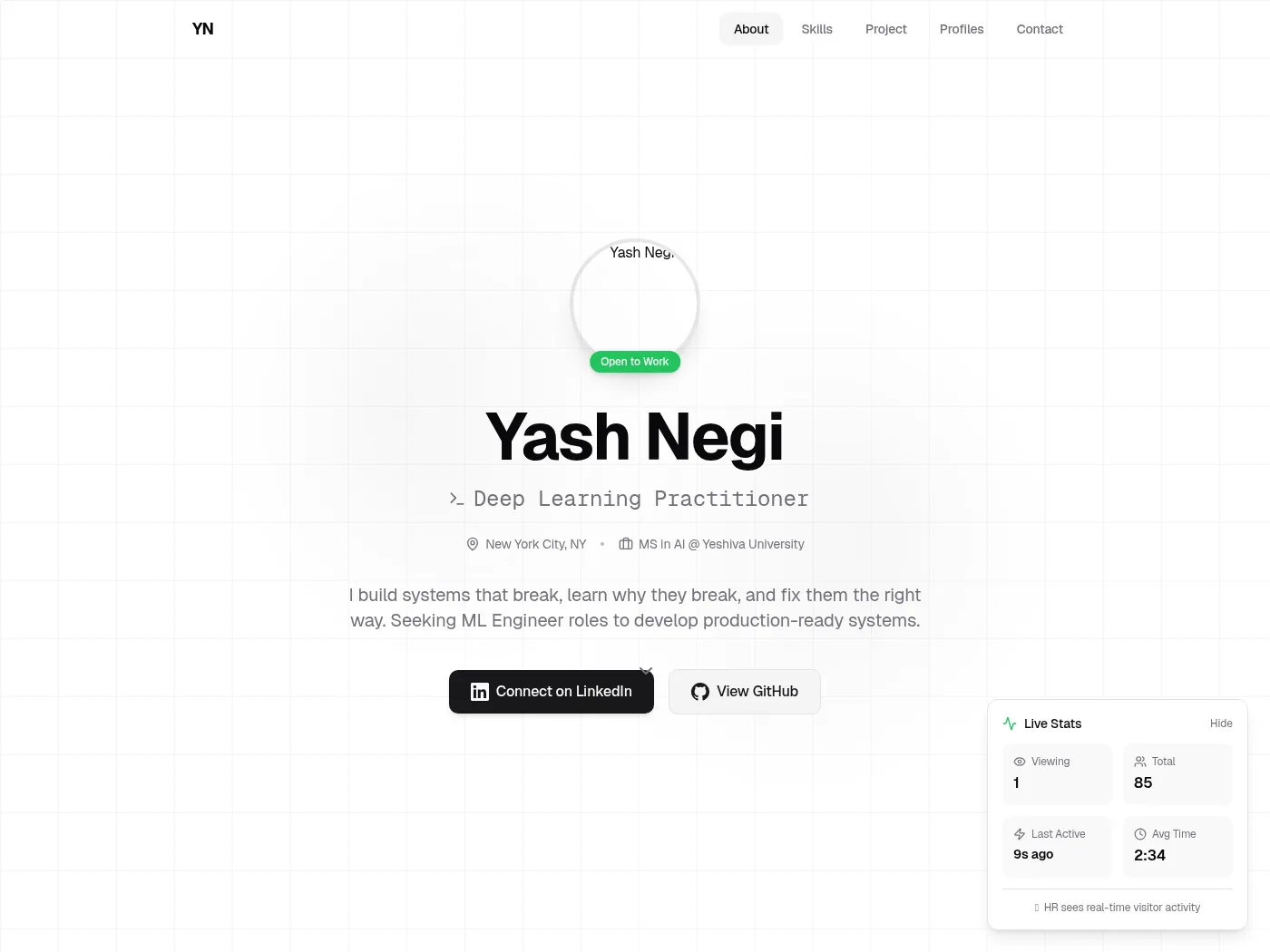 ML Engineer Interactive Page