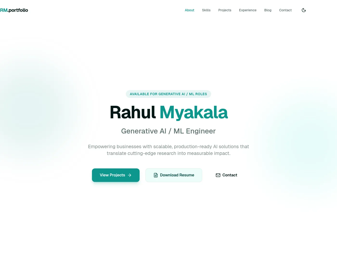 Rahul Myakala Portfolio