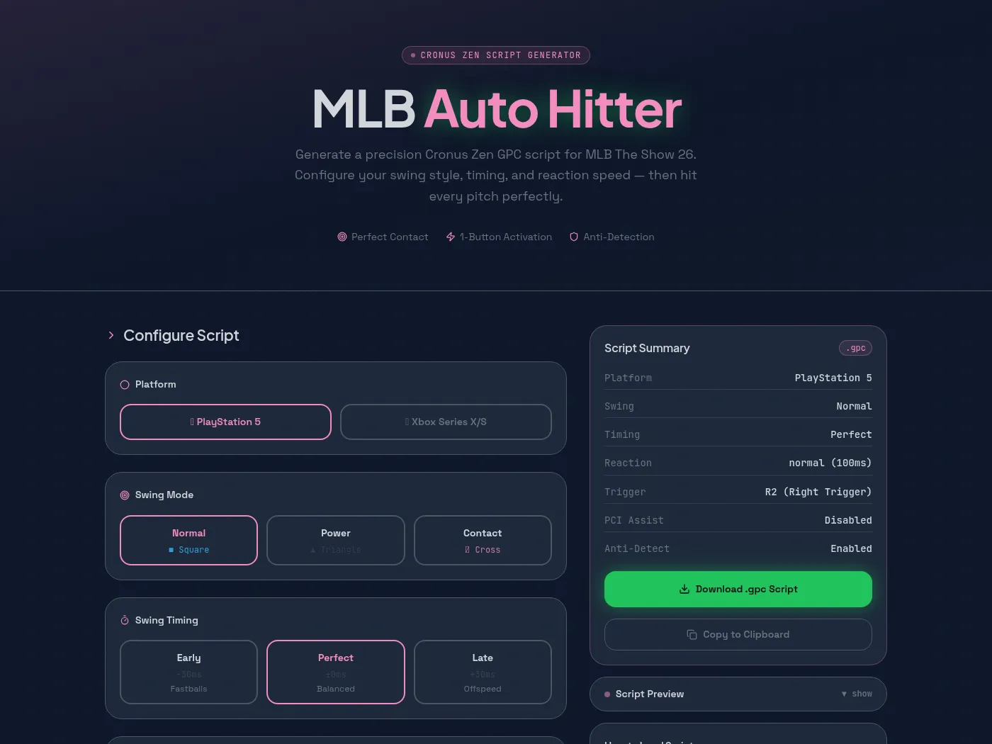 MLB Auto Hitter Script