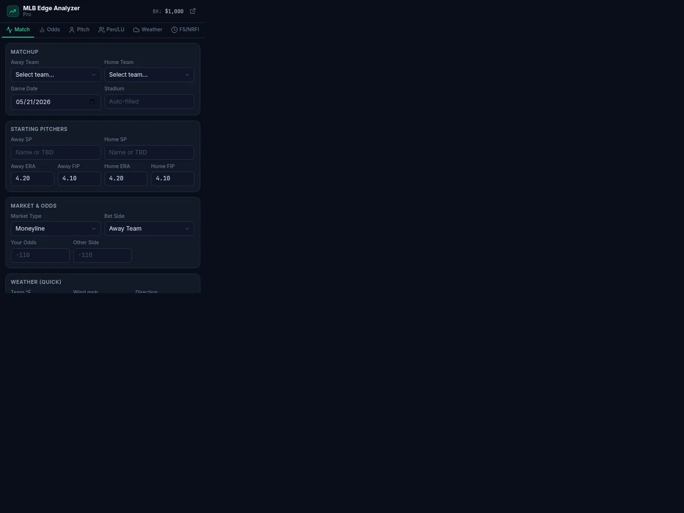 MLB Edge Analyzer Pro