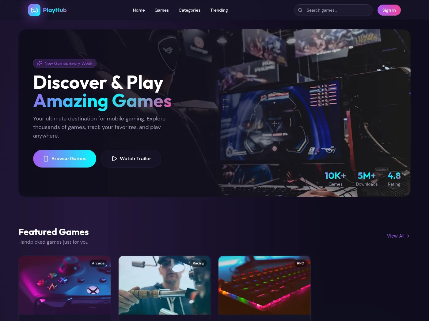 Mobile Game Hub