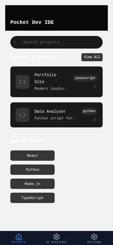 Pocket Dev IDE
