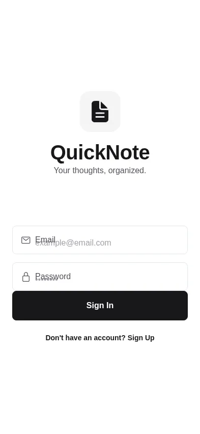 QuickNote Mobile App