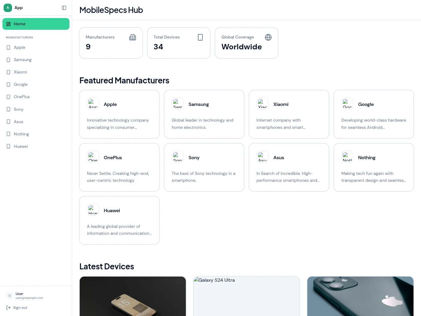 MobileSpecs Hub