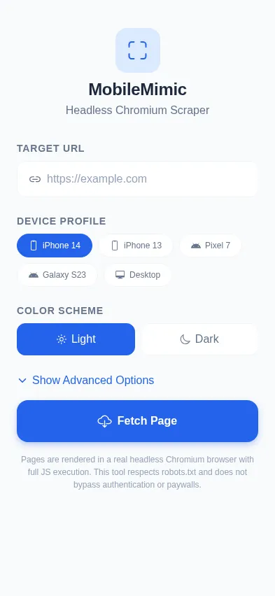 MobileMimic Scraper
