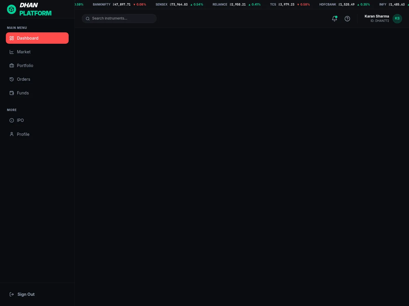 Mock Dhan Trading Platform
