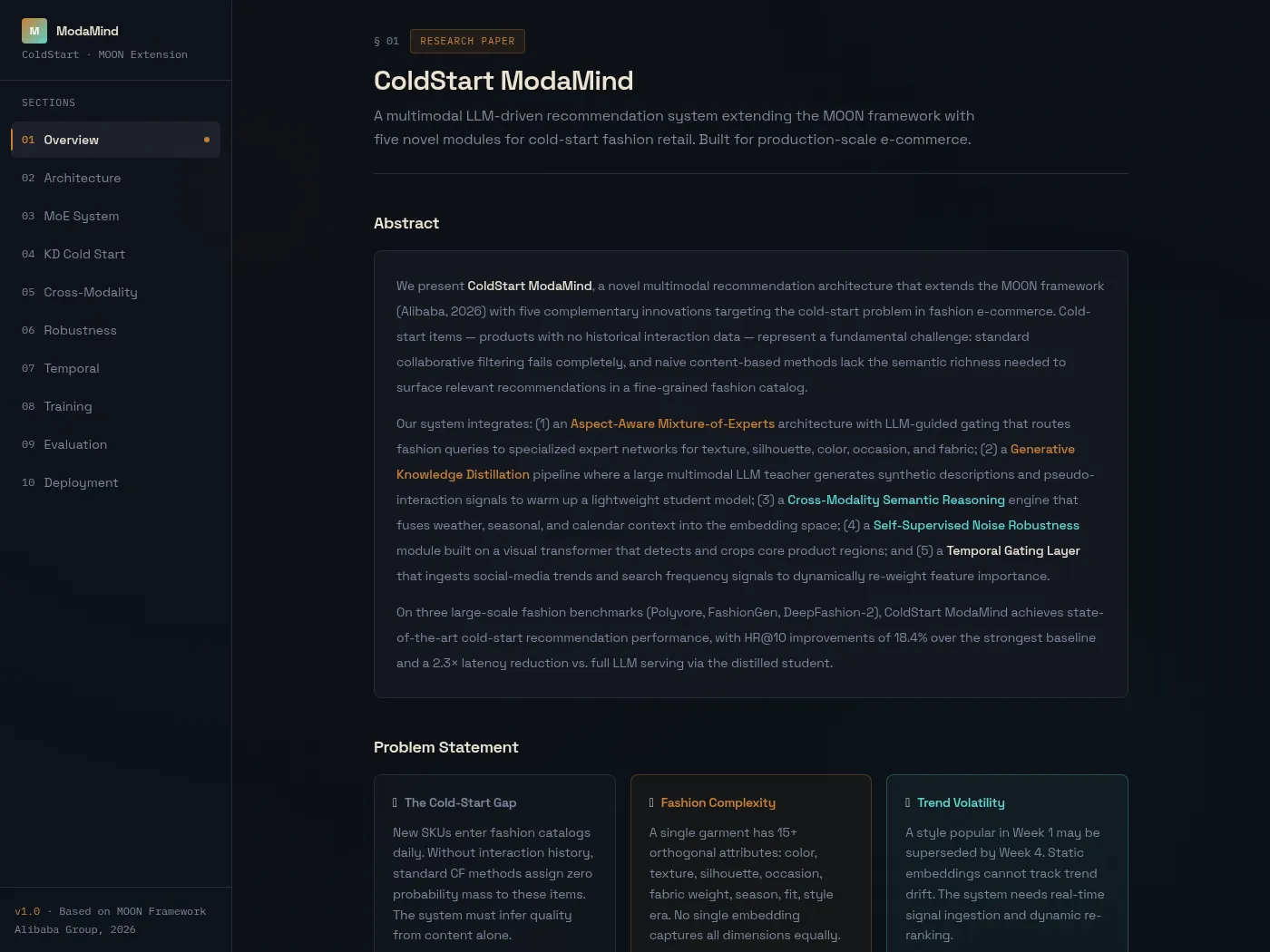 ColdStart ModaMind