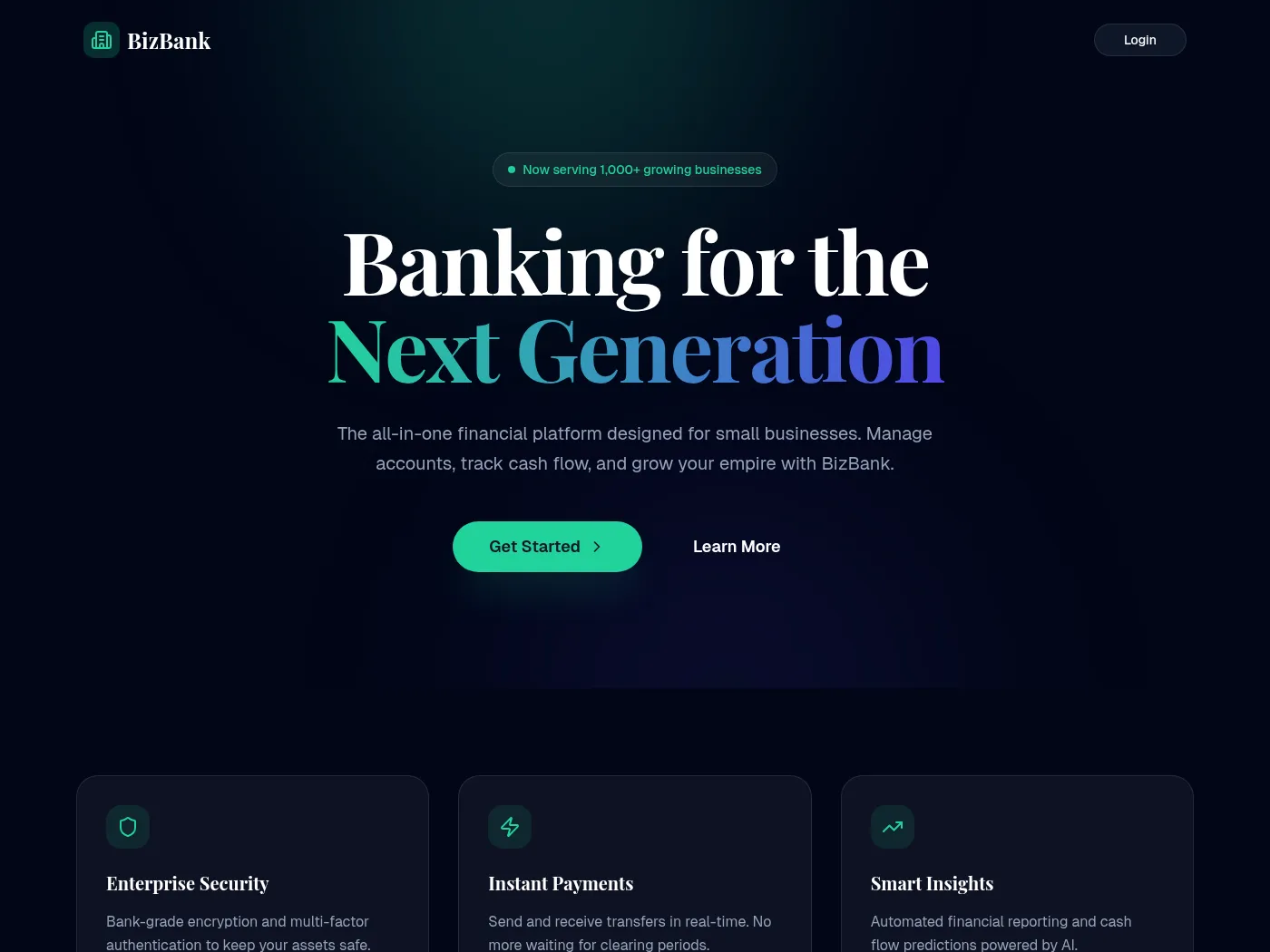 Modern BizBank Portal