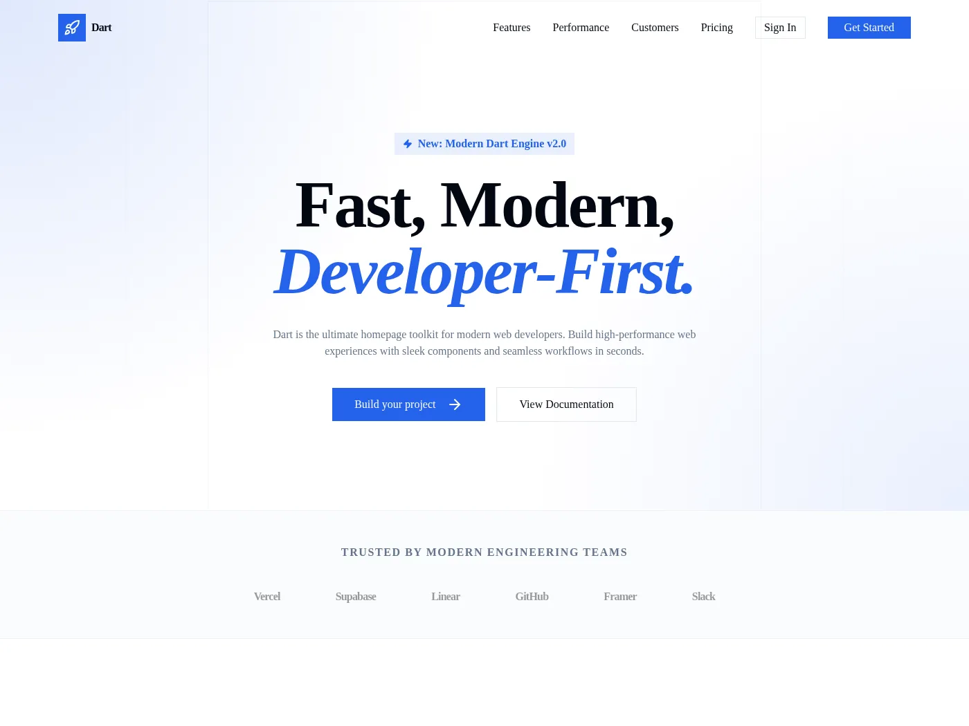 Modern Dart Homepage