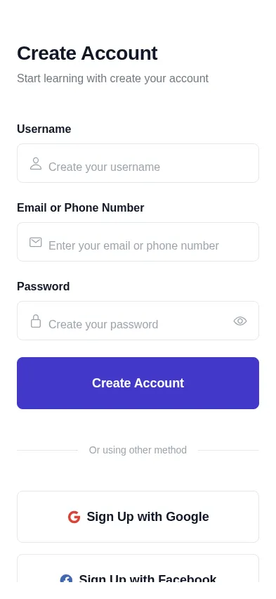 Modern Mobile Login UI