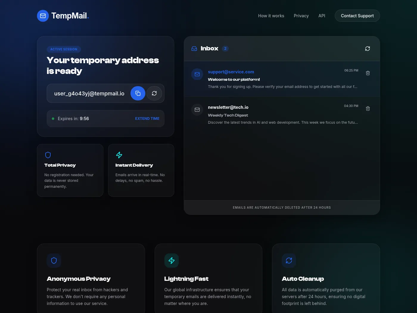 Modern Temp-Mail Web