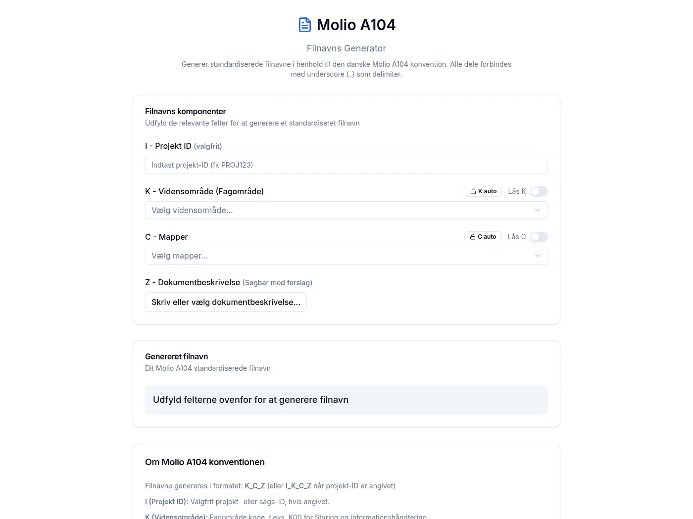 Molio A104 File Naming Generator