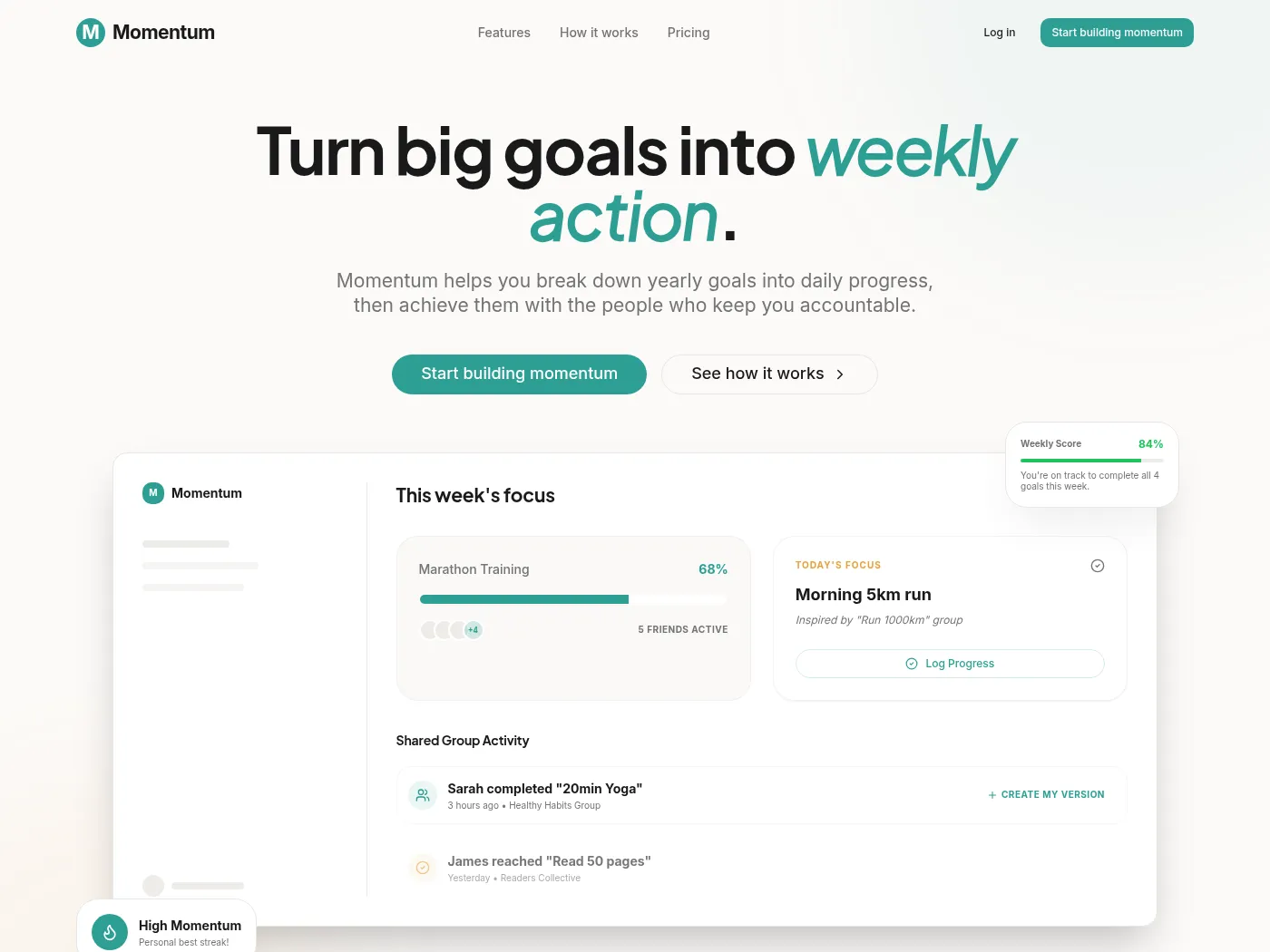 Momentum Landing Page
