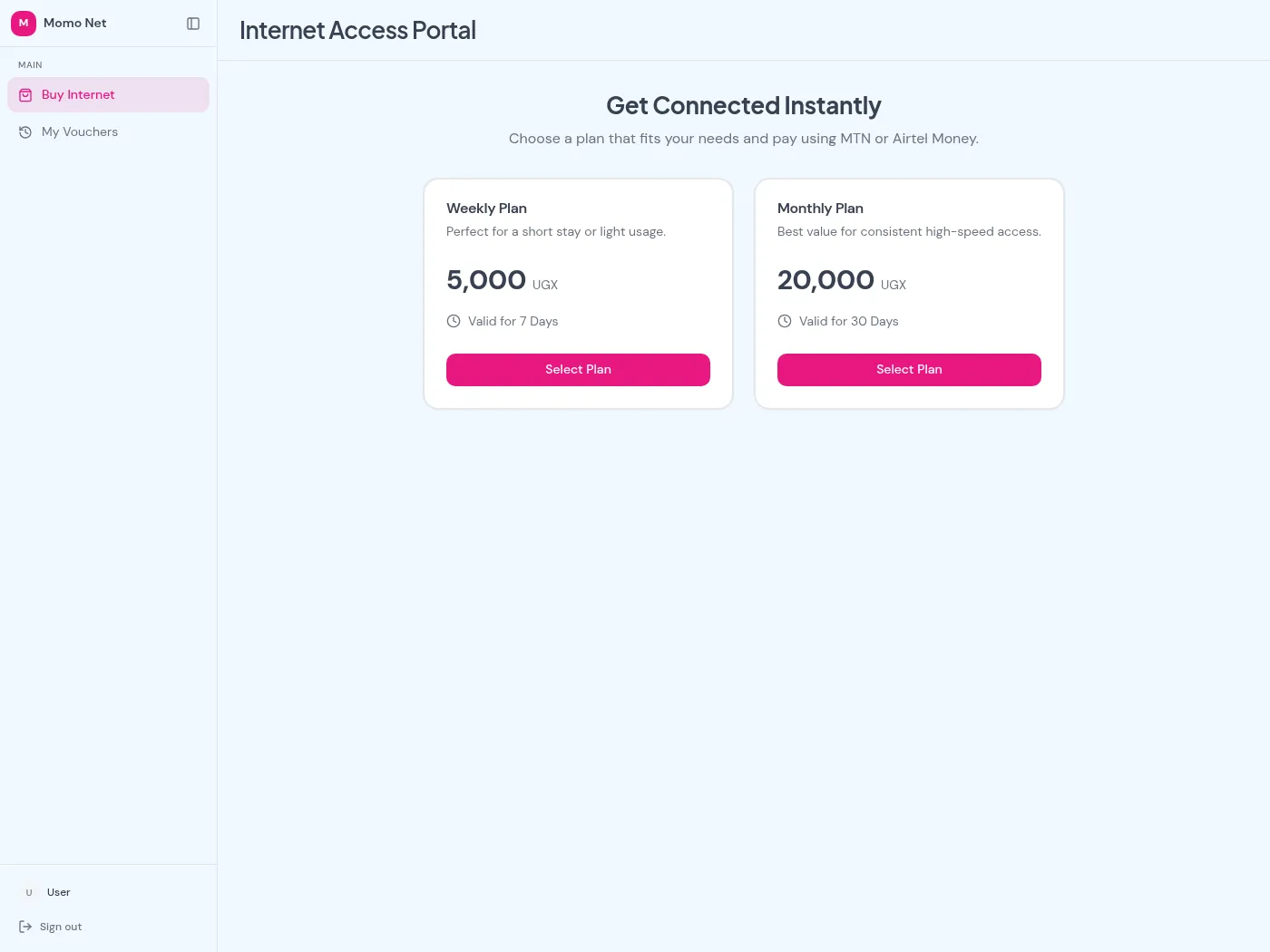 Momo Net Payment Portal