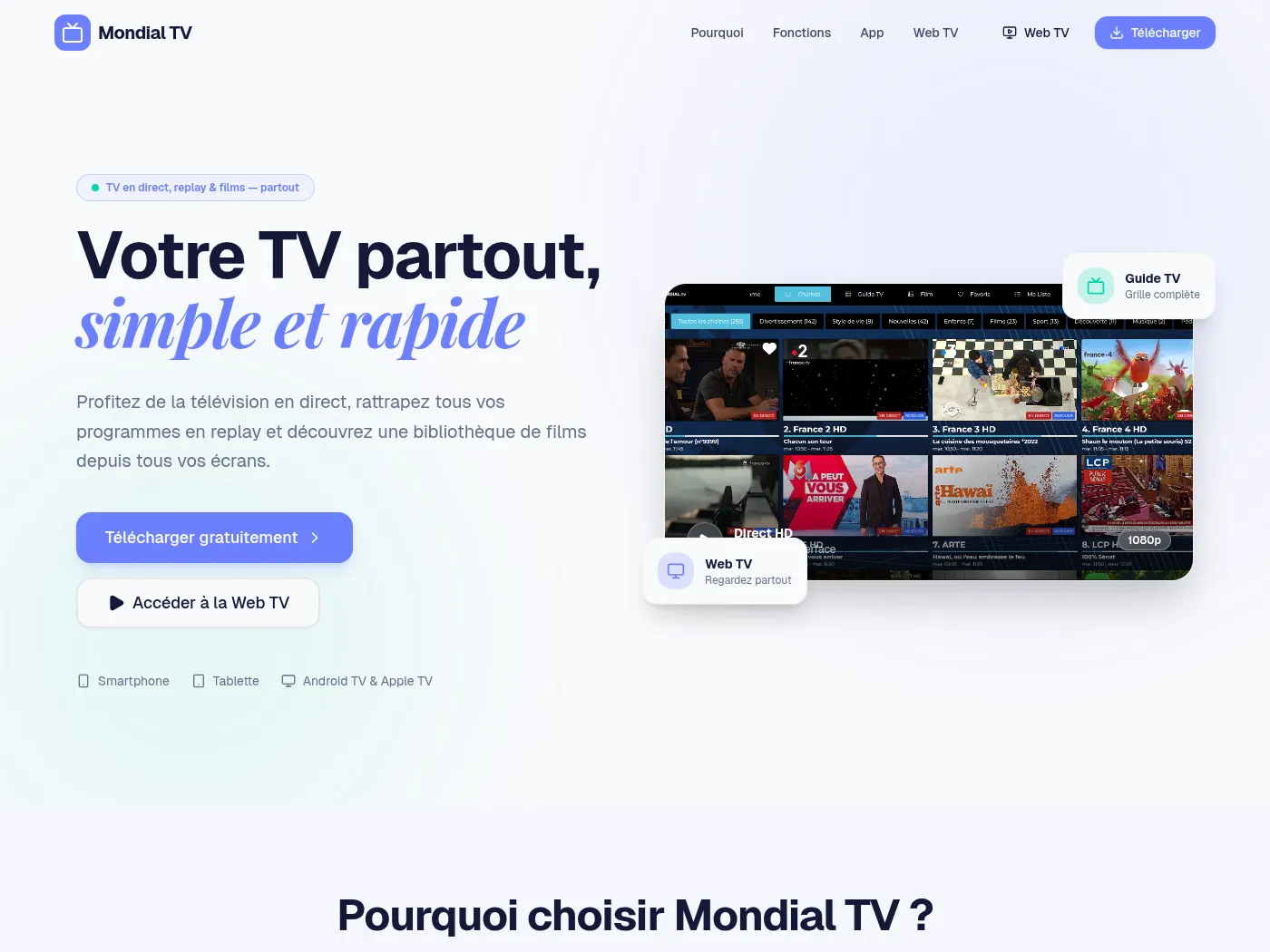 Mondial TV Landing Page