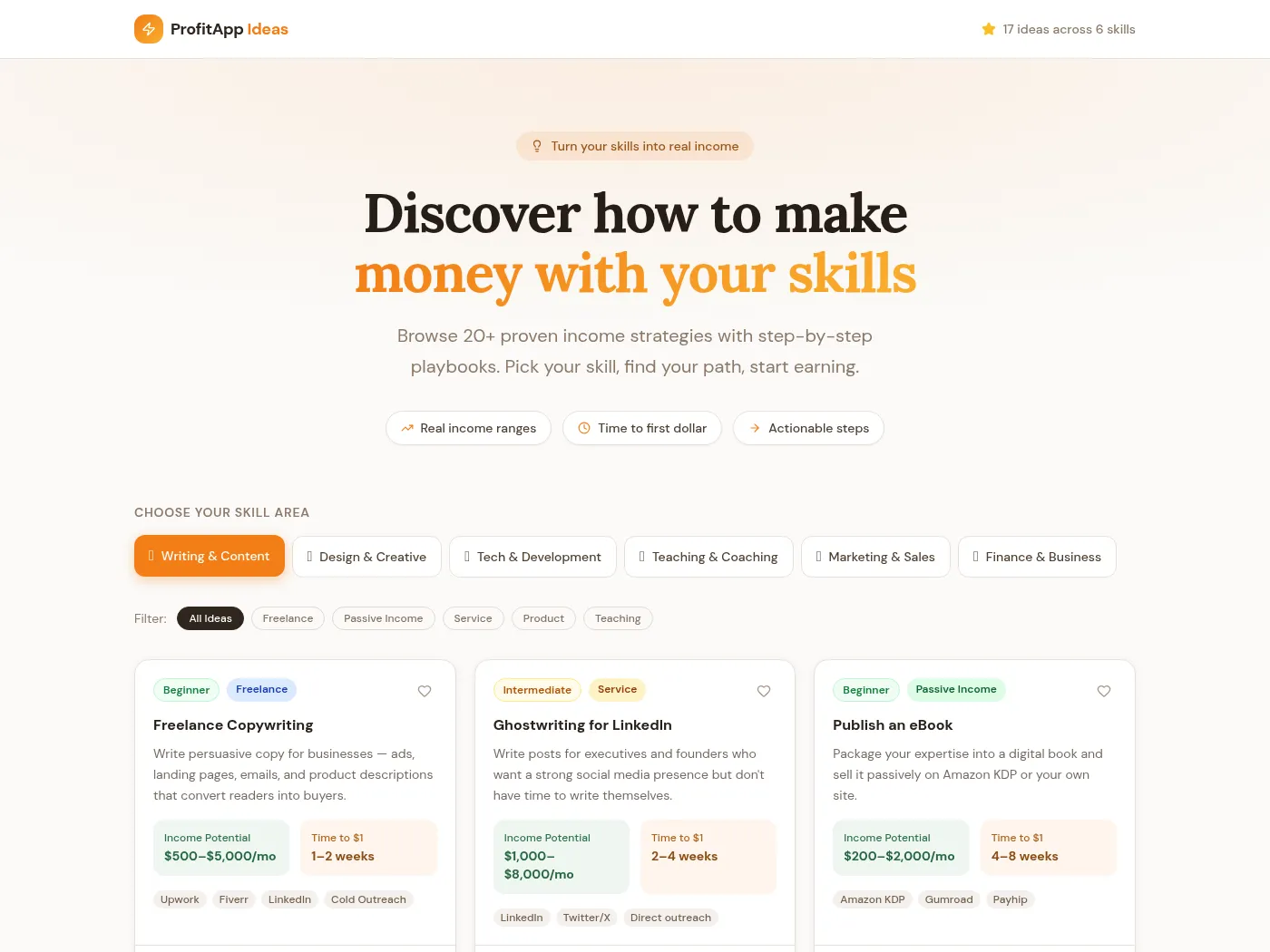 ProfitApp Ideas