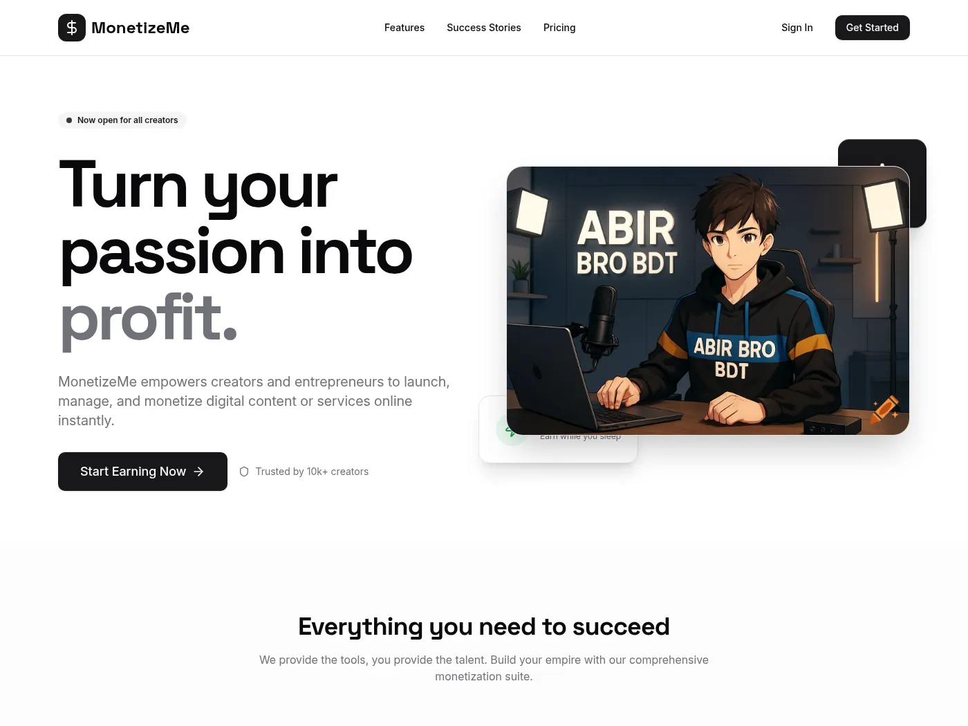 MonetizeMe Platform